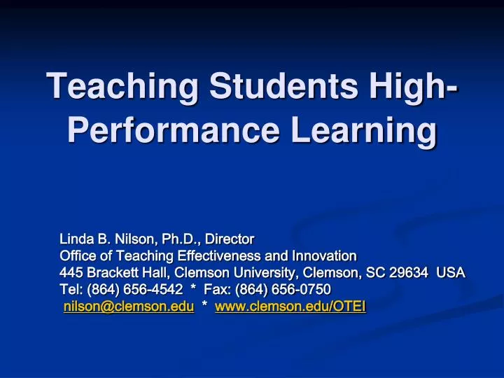 PPT - Teaching Students High-Performance Learning PowerPoint ...