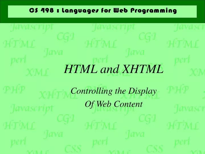 Ppt Html And Xhtml Powerpoint Presentation Free Download Id1447406