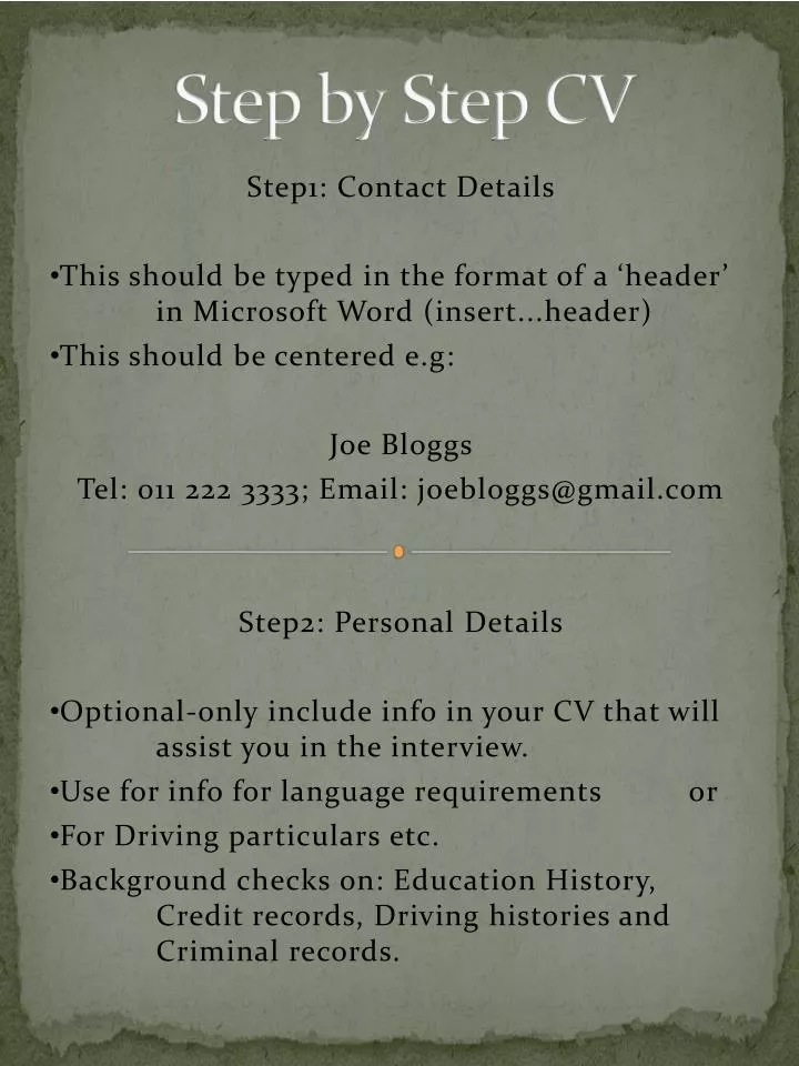 PPT - Step by Step CV PowerPoint Presentation, free download - ID:1449339