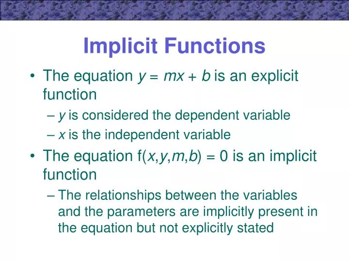 Ppt Implicit Functions Powerpoint Presentation Free Download Id1449445