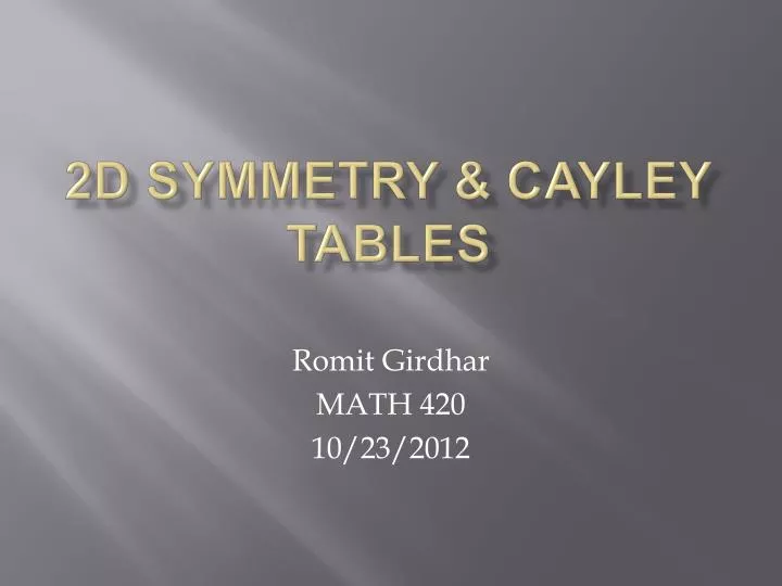 PPT - 2D Symmetry & Cayley Tables PowerPoint Presentation, free ...
