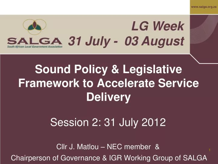PPT - Sound Policy & Legislative Framework to Accelerate Service ...