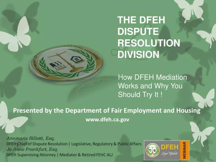 PPT - THE DFEH DISPUTE RESOLUTION DIVISION PowerPoint Presentation ...