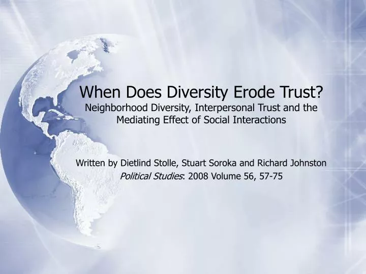 PPT - When Does Diversity Erode Trust? Neighborhood Diversity ...