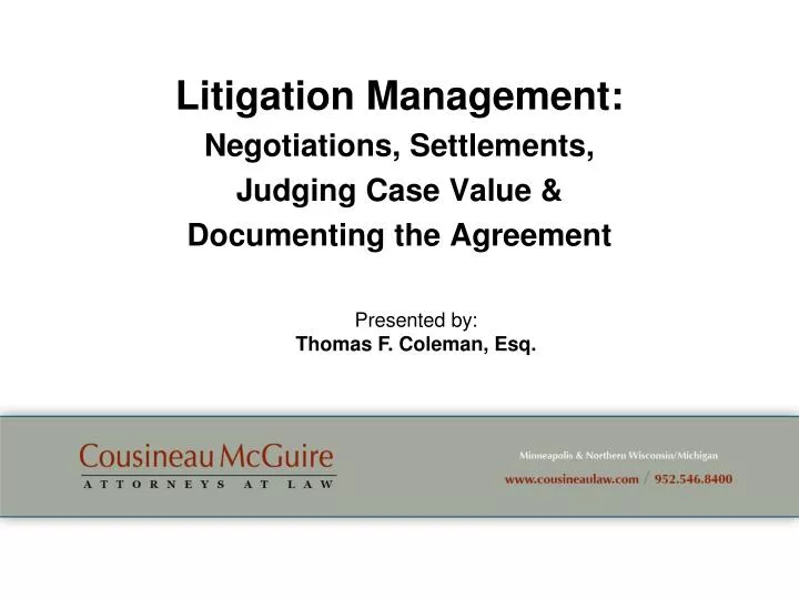 PPT - Litigation Management: Negotiations, Settlements, Judging Case ...