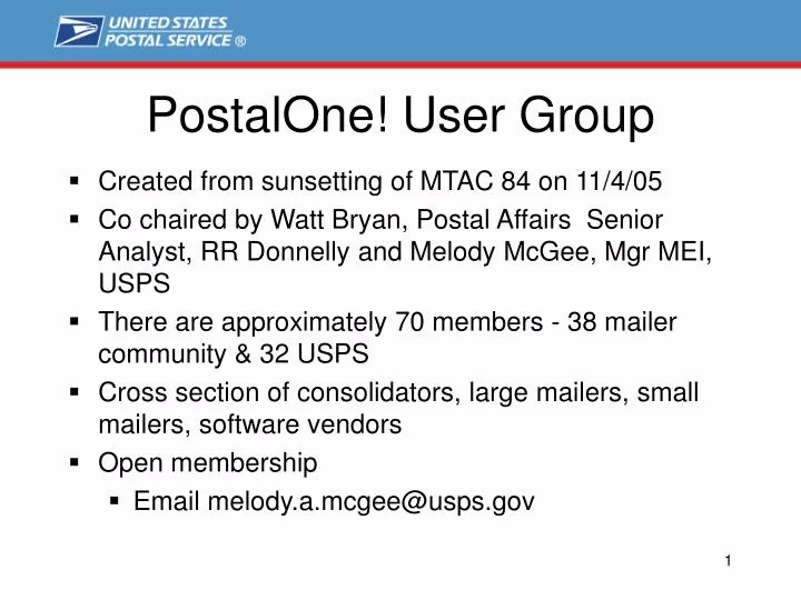 PPT - PostalOne! User Group PowerPoint Presentation, free download - ID ...