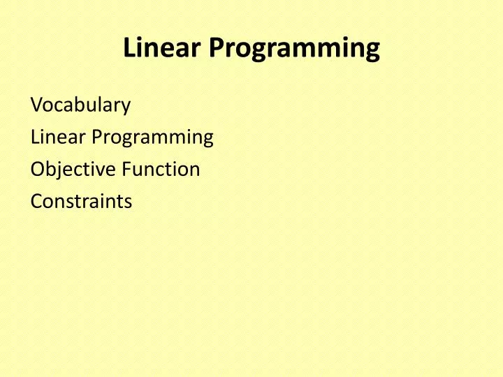 PPT - Linear Programming PowerPoint Presentation, free download - ID:1455288
