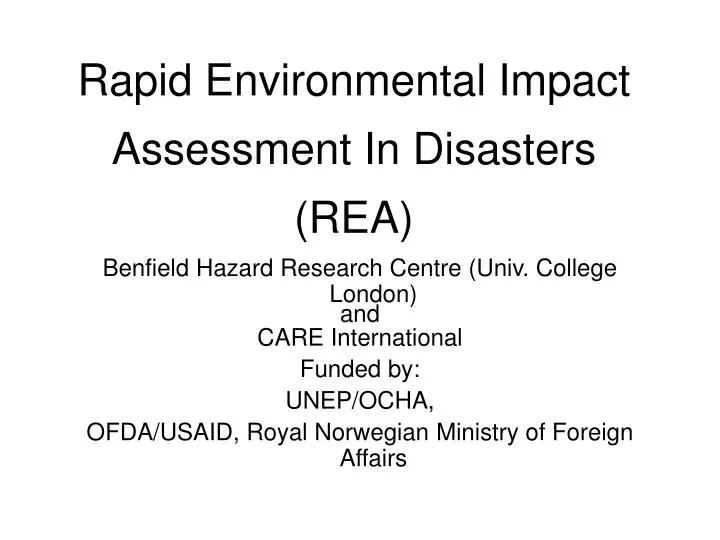 PPT - Rapid Environmental Impact Assessment In Disasters (REA ...
