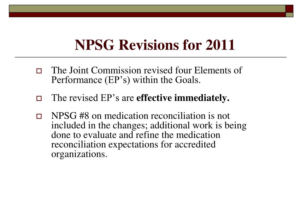 PPT - The Joint Commission’s 2011 National Patient Safety Goals ...