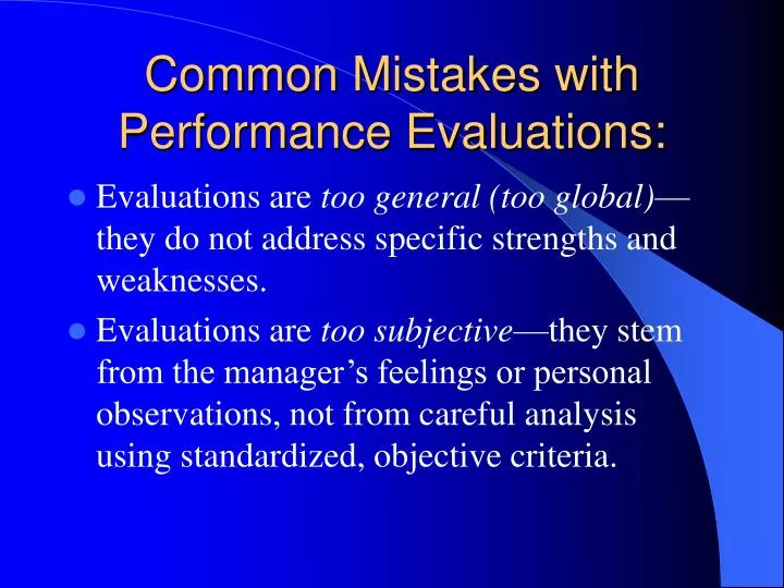 PPT - Common Mistakes with Performance Evaluations: PowerPoint ...