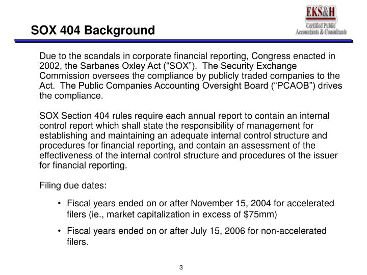 PPT - Sarbanes-Oxley Section 404 PowerPoint Presentation - ID:1457282
