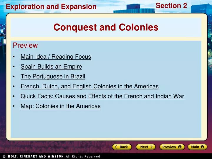 PPT - Preview Main Idea / Reading Focus Spain Builds an Empire The ...