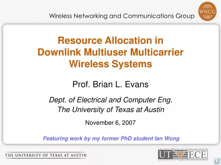 Ppt Resource Allocation In Downlink Multiuser Multicarrier Wireless Systems Powerpoint