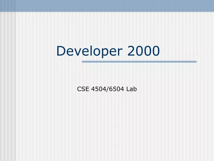 PPT - Developer 2000 PowerPoint Presentation, free download - ID:1458540