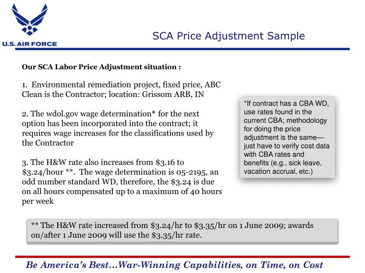 PPT - Service Contract Act (SCA) Price Adjustment (Air Force ...