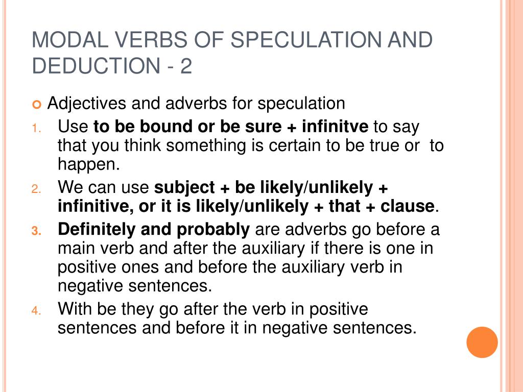 PPT - MODAL VERBS OF SPECULATION AND DEDUCTION - 1 PowerPoint ... PPT - MODAL VERBS OF SPECULATION AND DEDUCTION - 1 PowerPoint ...