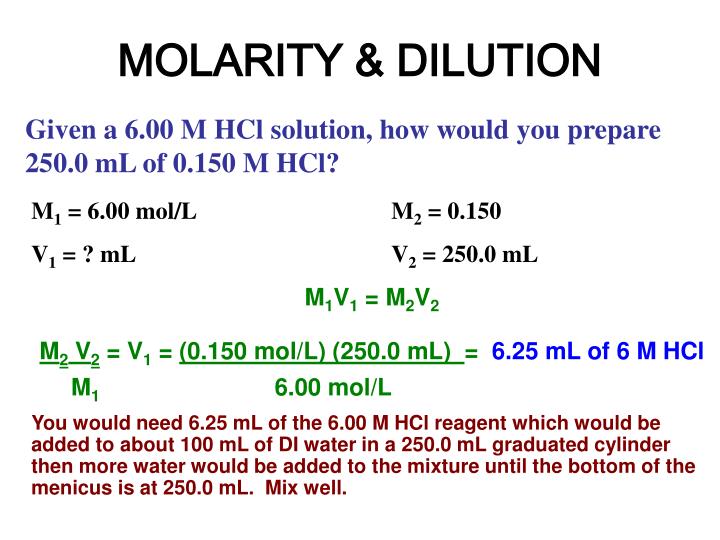 PPT - MOLARITY A measurement of the concentration of a solution ...