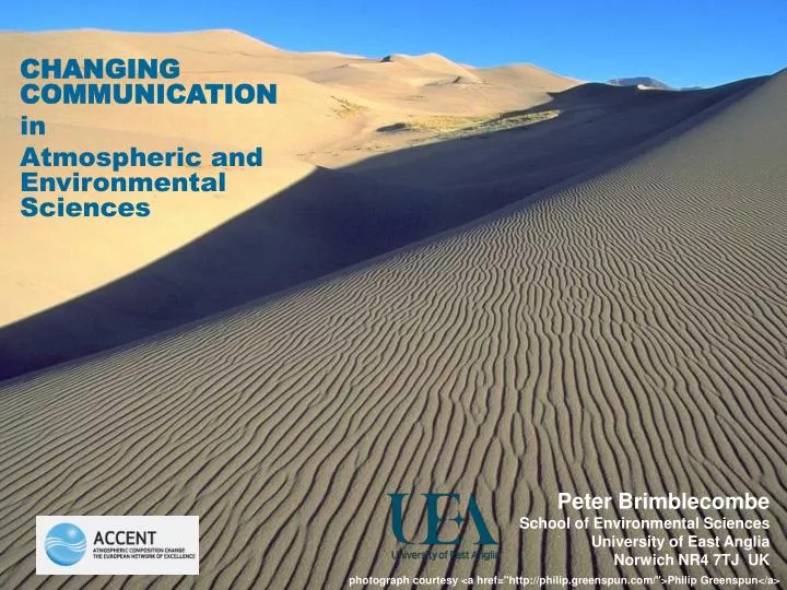 PPT - CHANGING COMMUNICATION in Atmospheric and Environmental Sciences ...