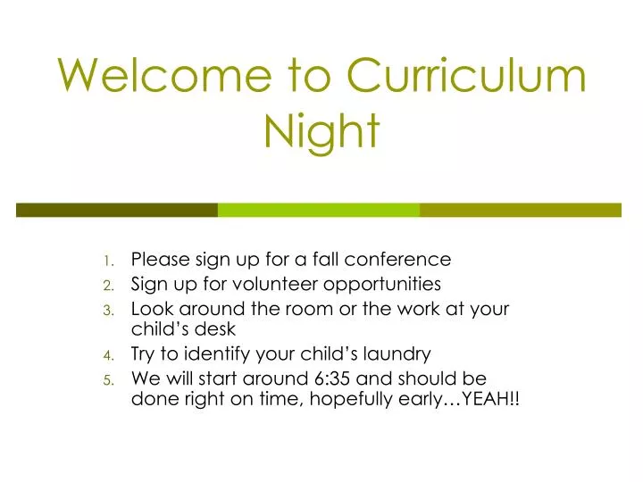 PPT - Welcome to Curriculum Night PowerPoint Presentation, free ...