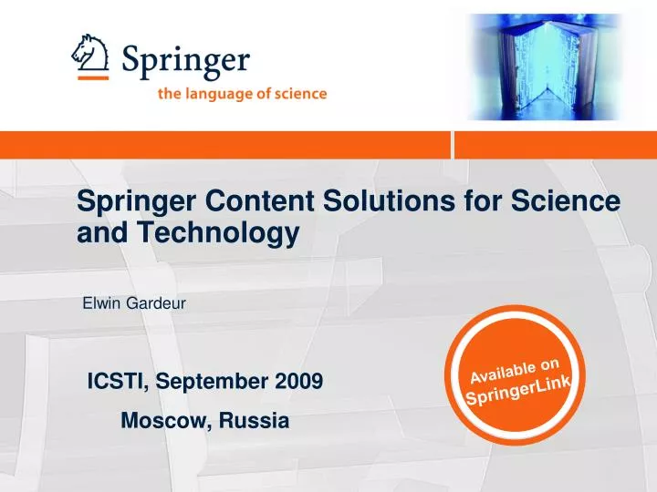 PPT - Springer Content Solutions for Science and Technology PowerPoint ...