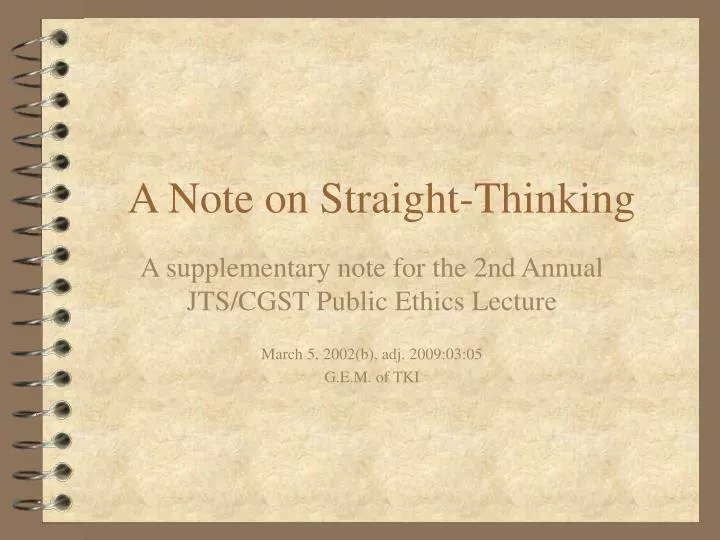 PPT - A Note on Straight-Thinking PowerPoint Presentation, free ...