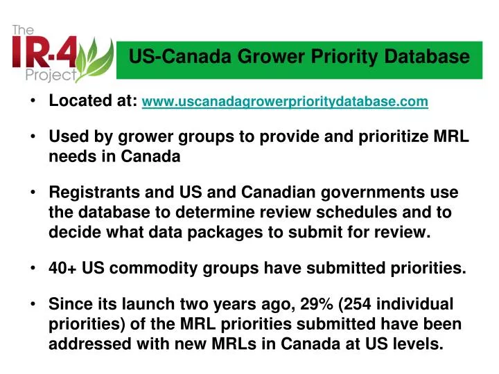 PPT - US-Canada Grower Priority Database PowerPoint Presentation, free ...