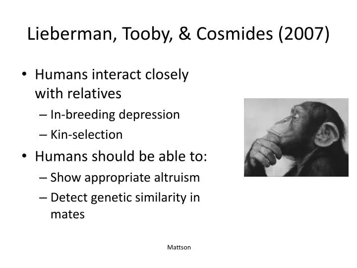 PPT - Lieberman, Tooby , & Cosmides (2007) PowerPoint Presentation - ID ...