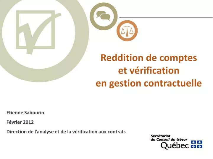 PPT - Reddition de comptes et vérification en gestion contractuelle ...
