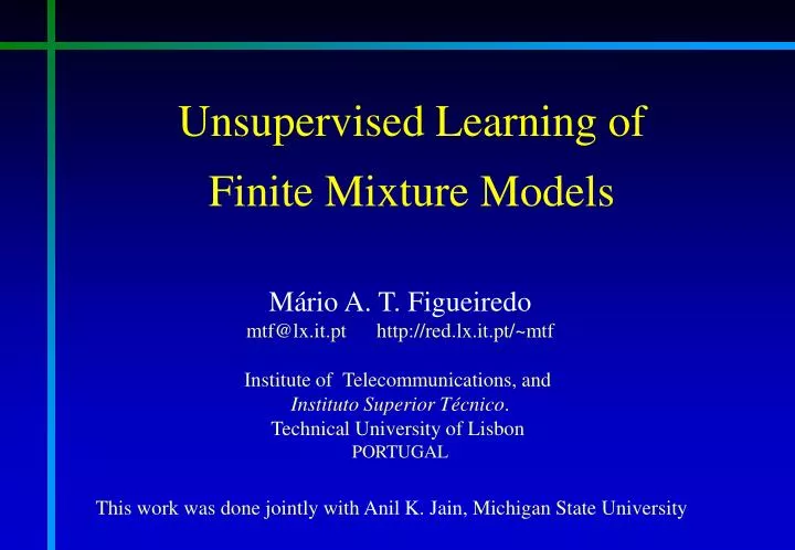Ppt Unsupervised Learning Of Finite Mixture Models Powerpoint 5397