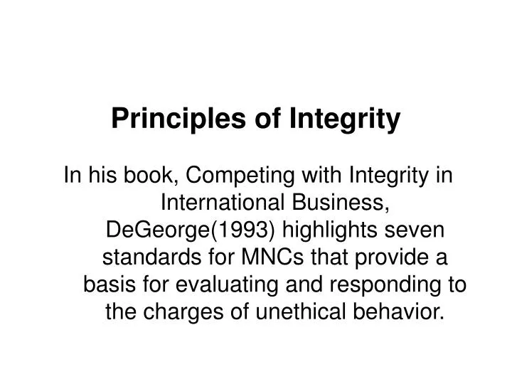 PPT - Principles of Integrity PowerPoint Presentation, free download ...