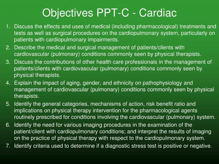 PPT - Objectives PPT-C - Cardiac PowerPoint Presentation, free download ...