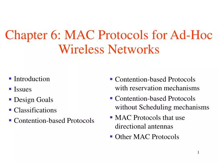 Ppt Chapter 6 Mac Protocols For Ad Hoc Wireless Networks Powerpoint Presentation Id146645