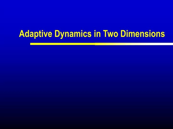 PPT - Adaptive Dynamics in Two Dimensions PowerPoint Presentation, free ...