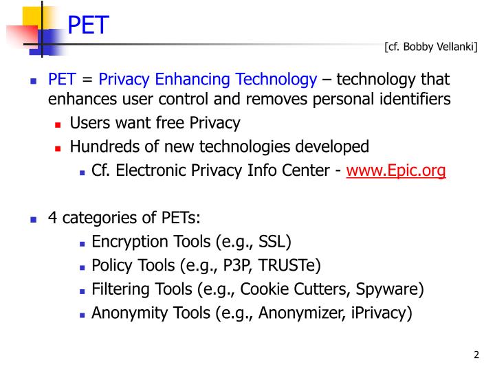 PPT - 3. Privacy Enhancing Technologies (PET) PowerPoint Presentation ...