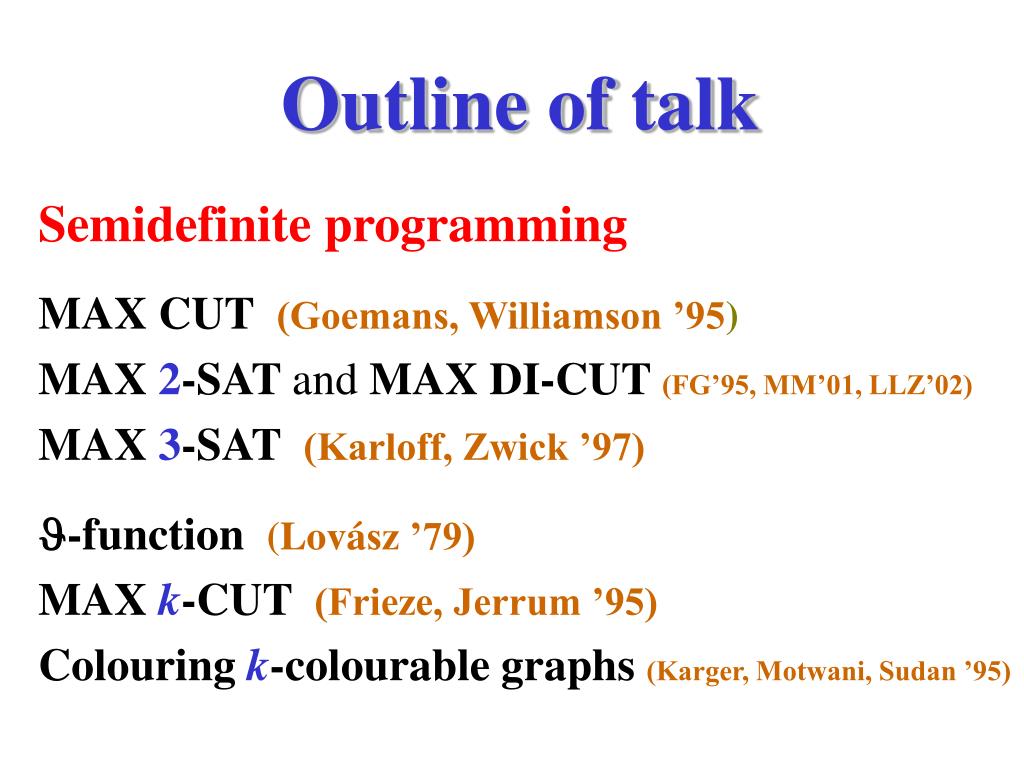 Ppt Semidefinite Programming Based Approximation Algorithms Powerpoint Presentation Id1471464