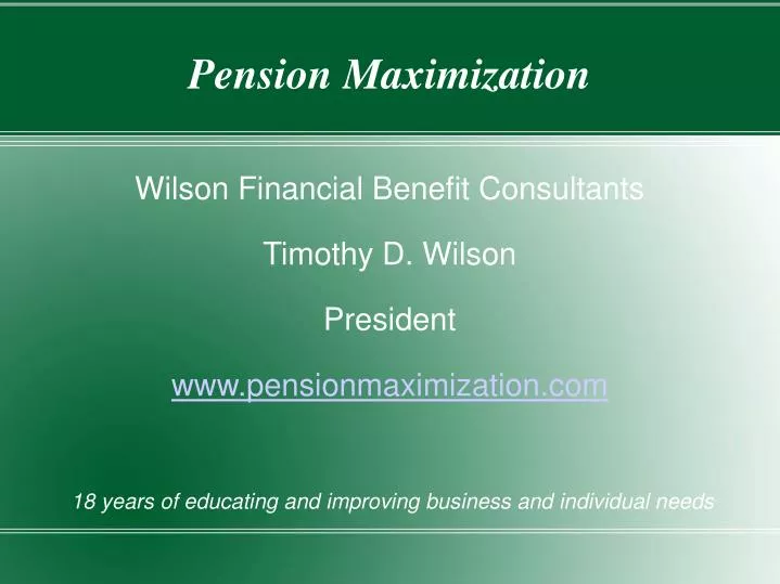 PPT - Pension Maximization PowerPoint Presentation, free download - ID ...
