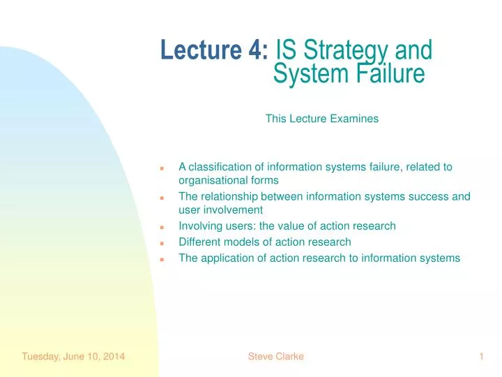 PPT - Lecture 4: IS Strategy and System Failure PowerPoint Presentation ...
