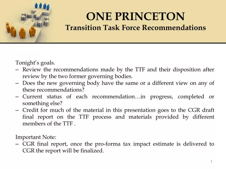 PPT - ONE PRINCETON Transition Task Force Recommendations PowerPoint ...