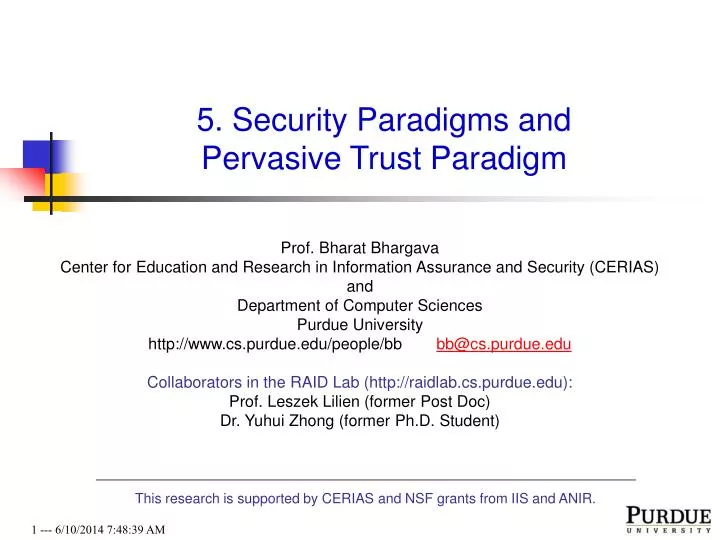 PPT - 5. Security Paradigms and Pervasive Trust Paradigm PowerPoint ...