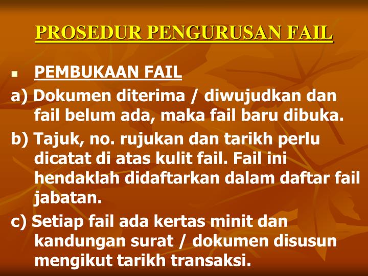 PPT - TAKLIMAT PENGURUSAN SISTEM FAIL PowerPoint Presentation - ID:1478592