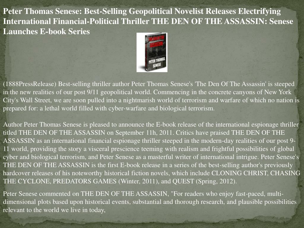PPT - peter thomas senese: best-selling geopolitical novelist rele ...
