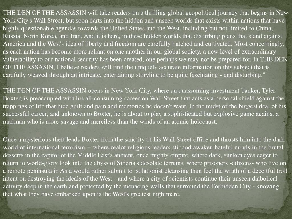 PPT - peter thomas senese: best-selling geopolitical novelist rele ...