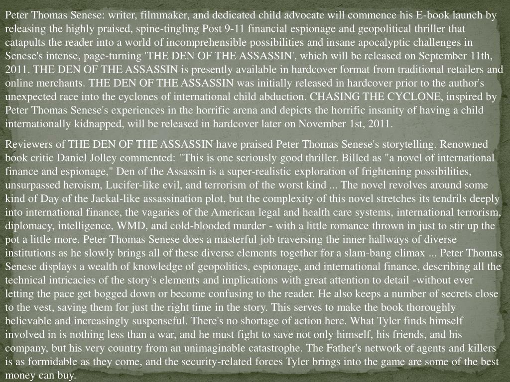 PPT - peter thomas senese: best-selling geopolitical novelist rele ...