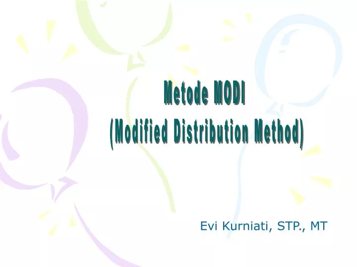 PPT - Metode MODI (Modified Distribution Method) PowerPoint ...