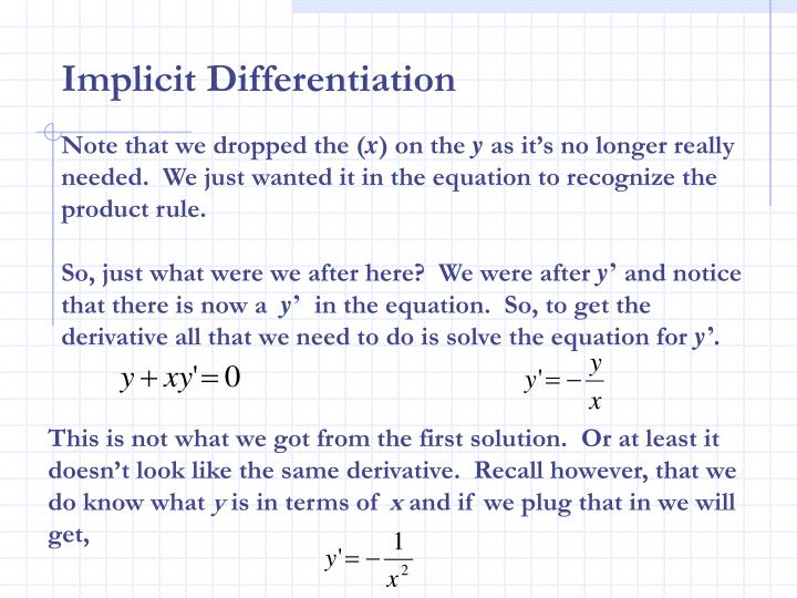 PPT - 2.5 Implicit Differentiation PowerPoint Presentation - ID:1481876