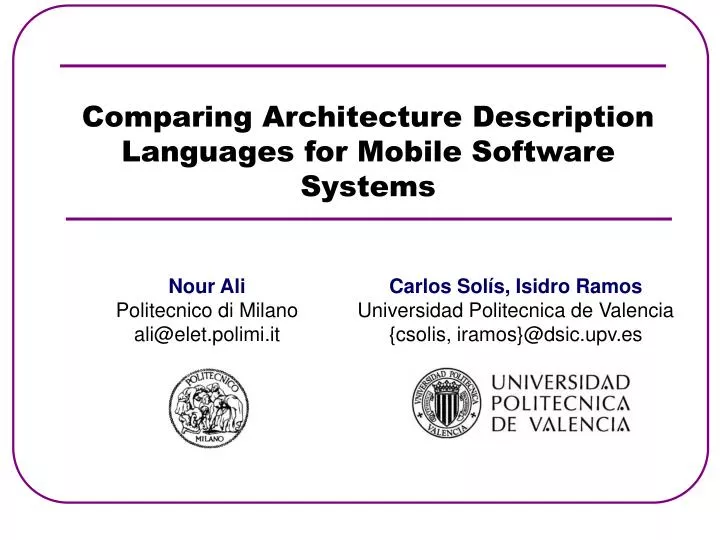 Ppt Comparing Architecture Description Languages For Mobile Software Systems Powerpoint