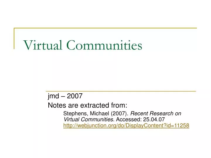 PPT - Virtual Communities PowerPoint Presentation, free download - ID:1483512