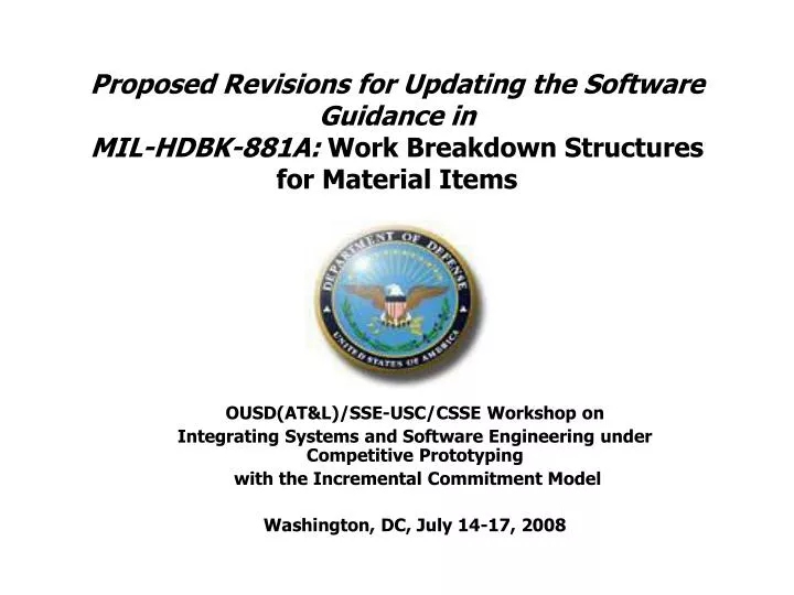 PPT - Proposed Revisions for Updating the Software Guidance in MIL-HDBK ...