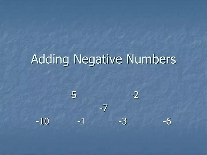 Ppt - Adding Negative Numbers Powerpoint Presentation, Free Download 