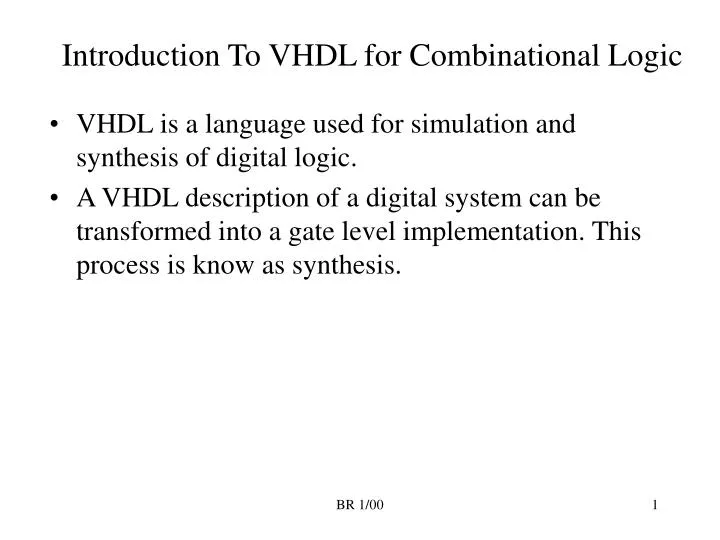 Ppt Introduction To Vhdl For Combinational Logic Powerpoint Presentation Id1487050